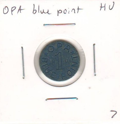OPA Blue Point Token H-U War Ration WW2 Vintage Old Coin 1944-1945 (#7 ...