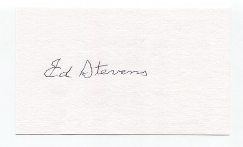 Ed Stevens Signed 3x5 Index Card Autographed Baseball Brooklyn Dodgers ...