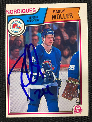 83-84 0-PEE-CHEE HOCKEY CARD RANDY MOLLER #297 HAND SIGNED W/COA NRMT ...