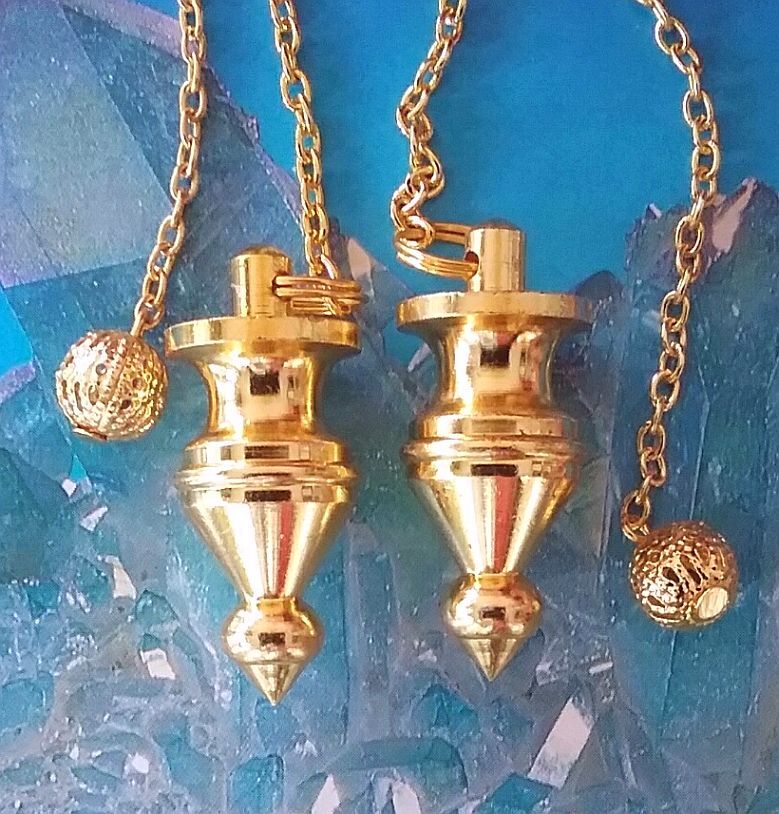 2 GOLD PENDULUMS, PROFESSIONAL GRAVITY DESIGN DOWSING PENDULUMS, GOLD ...