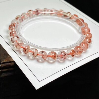 Natural Red Phantom Quartz Stretch Round Bead Crystal Bracelet 8mm | eBay