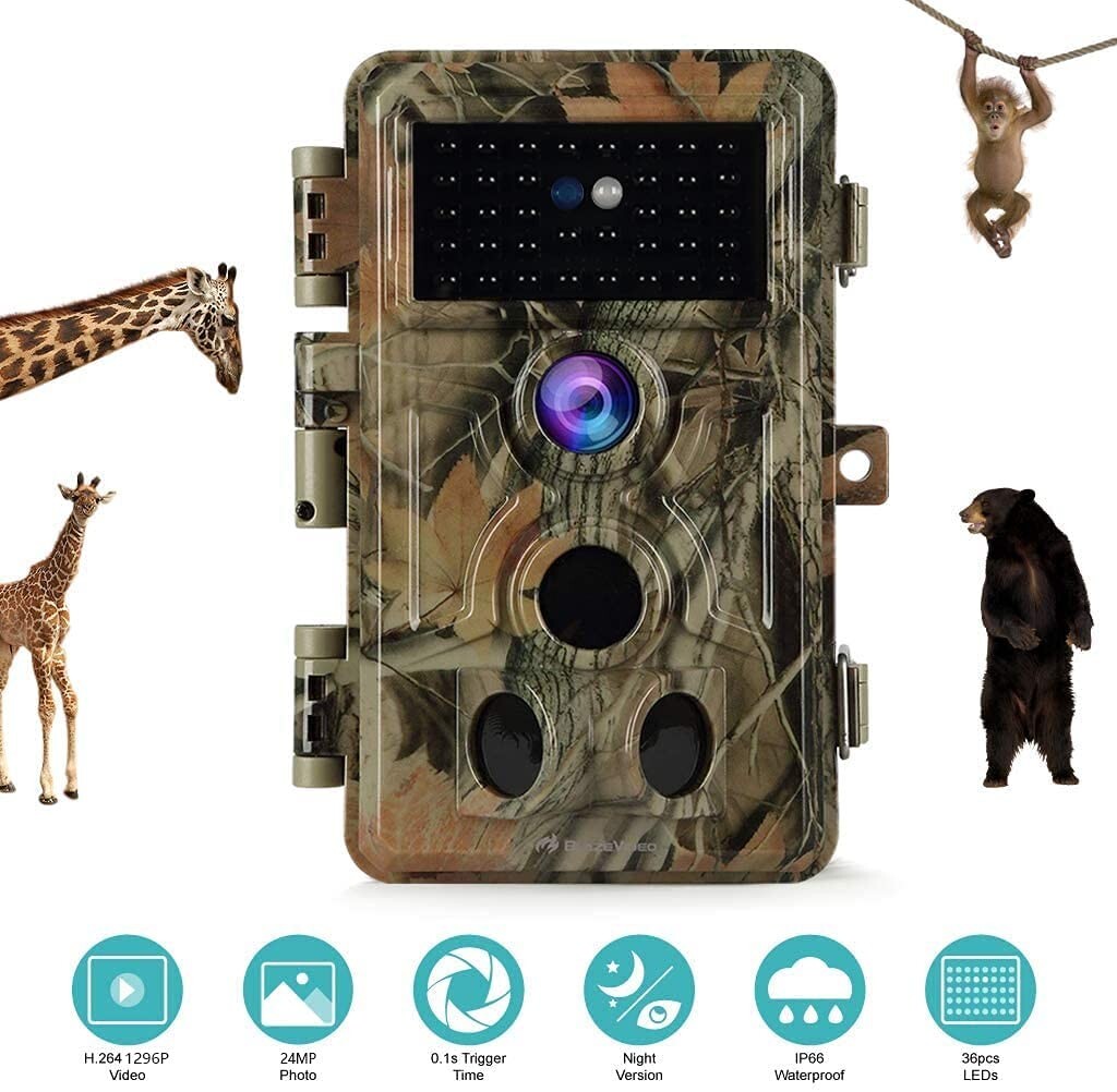 2 Pack 24MP Game Trail Camera Wildlife Waterproof Night Vision Hunting ...