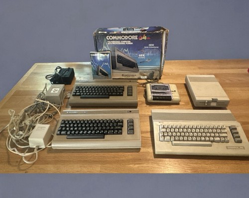COMMODORE 64 Computer Lot Disk Drive Tape Deck Box Untested For Repair ...
