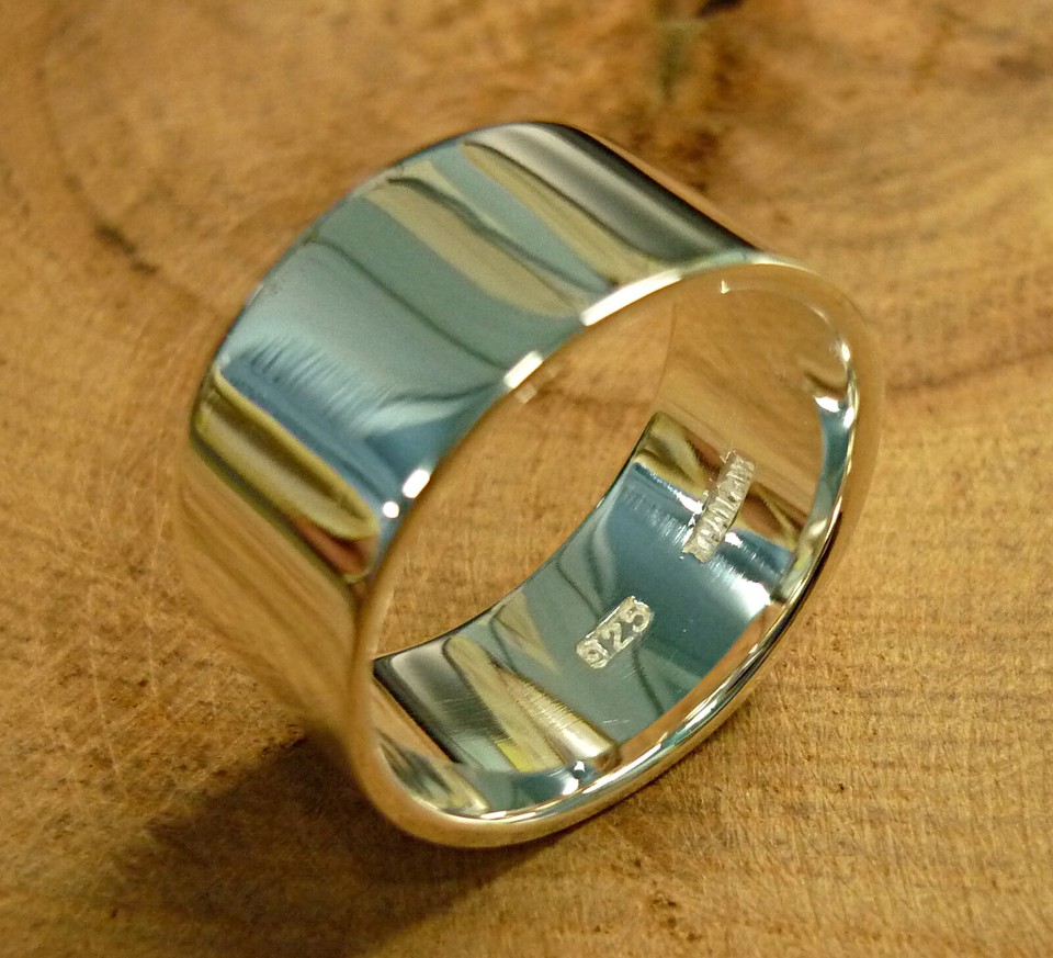 10 mm Silver Band Ring 925 Sterling Flat Plain Thickness 1.4 mm Size 5 ...