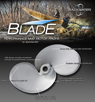 9x8 HP Backwater Prop longtail mud motor godevil beavertail mudbuddy ...