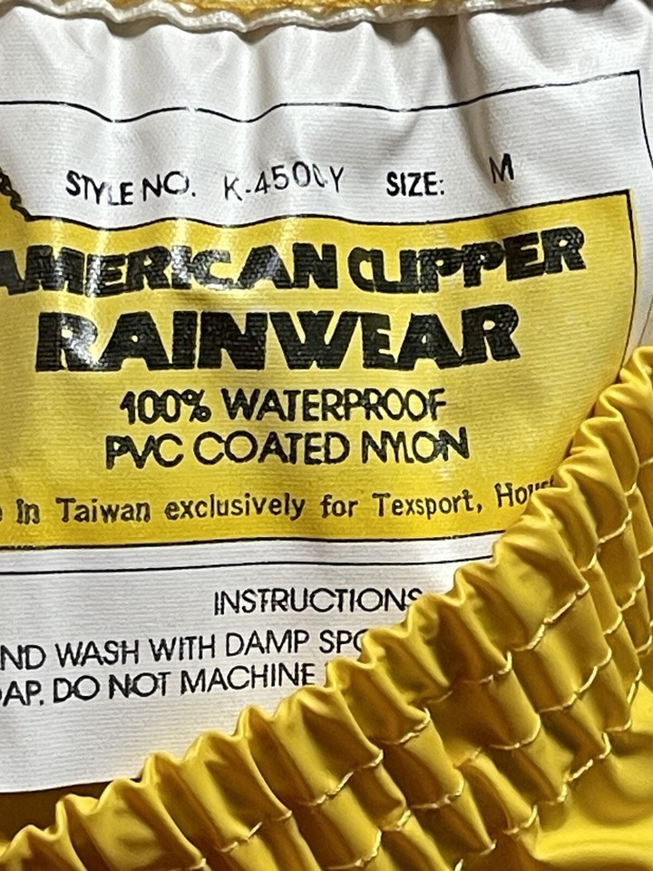 American Clipper Rainwear Vintage Yellow PVC Coated Nylon Pants, Mens ...