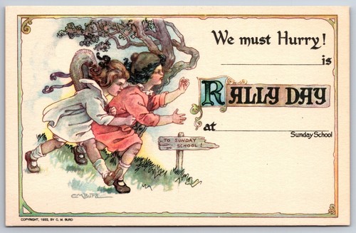 CM Burd~We Must Hurry!~Girls Run~Church Rally Day~Sign To Sunday School ...