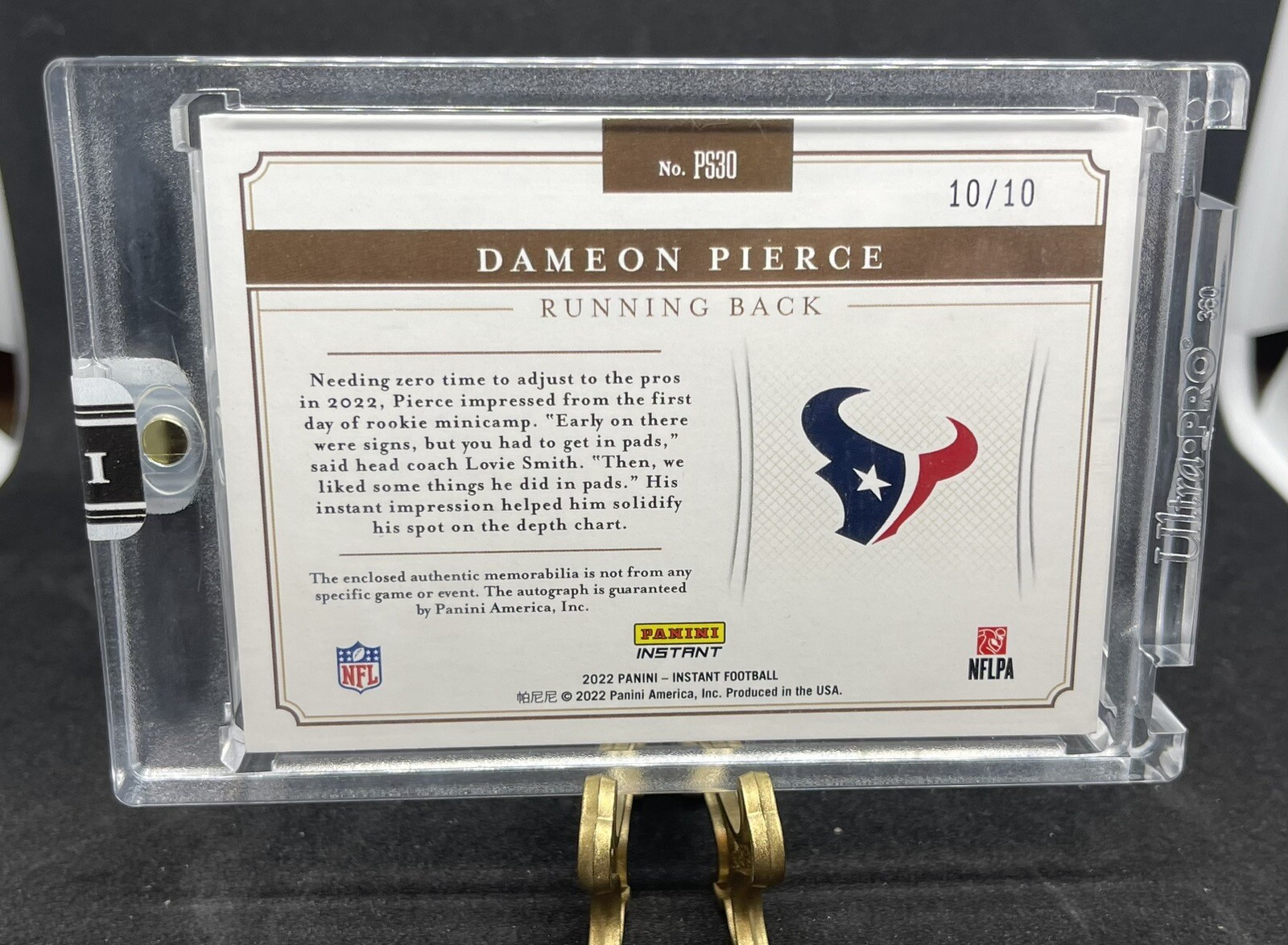 2022 Panini Instant DAMEON PIERCE PRIME SIGNATURES Rookie RPA RC Auto ...