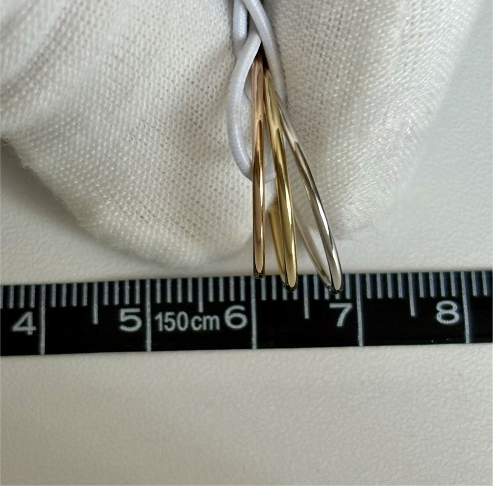 14k Gold Stacked Linked Band Rings Tri Tone Size 8 ITALY Yellow White ...