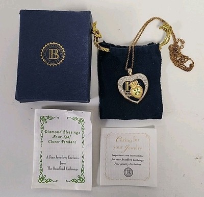 Bradford Exchange Beautiful ‘Diamond Blessings’ Clover Heart Pendant With Chain | eBay UK