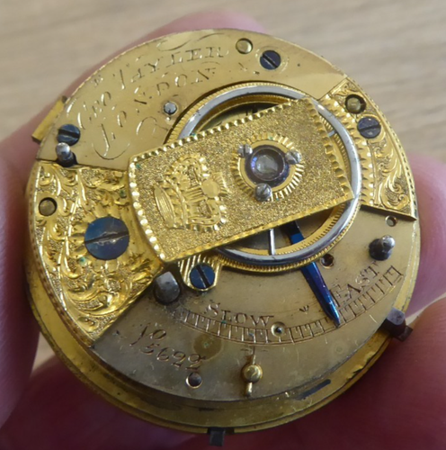 LONDON GEORGE TAYLOR ANTIQUE FUSEE VERGE GENTS POCKET WATCH MOVEMENT ...
