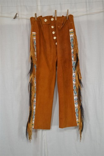 antique leather pants leggings bead fringe Native American waist 36 ...