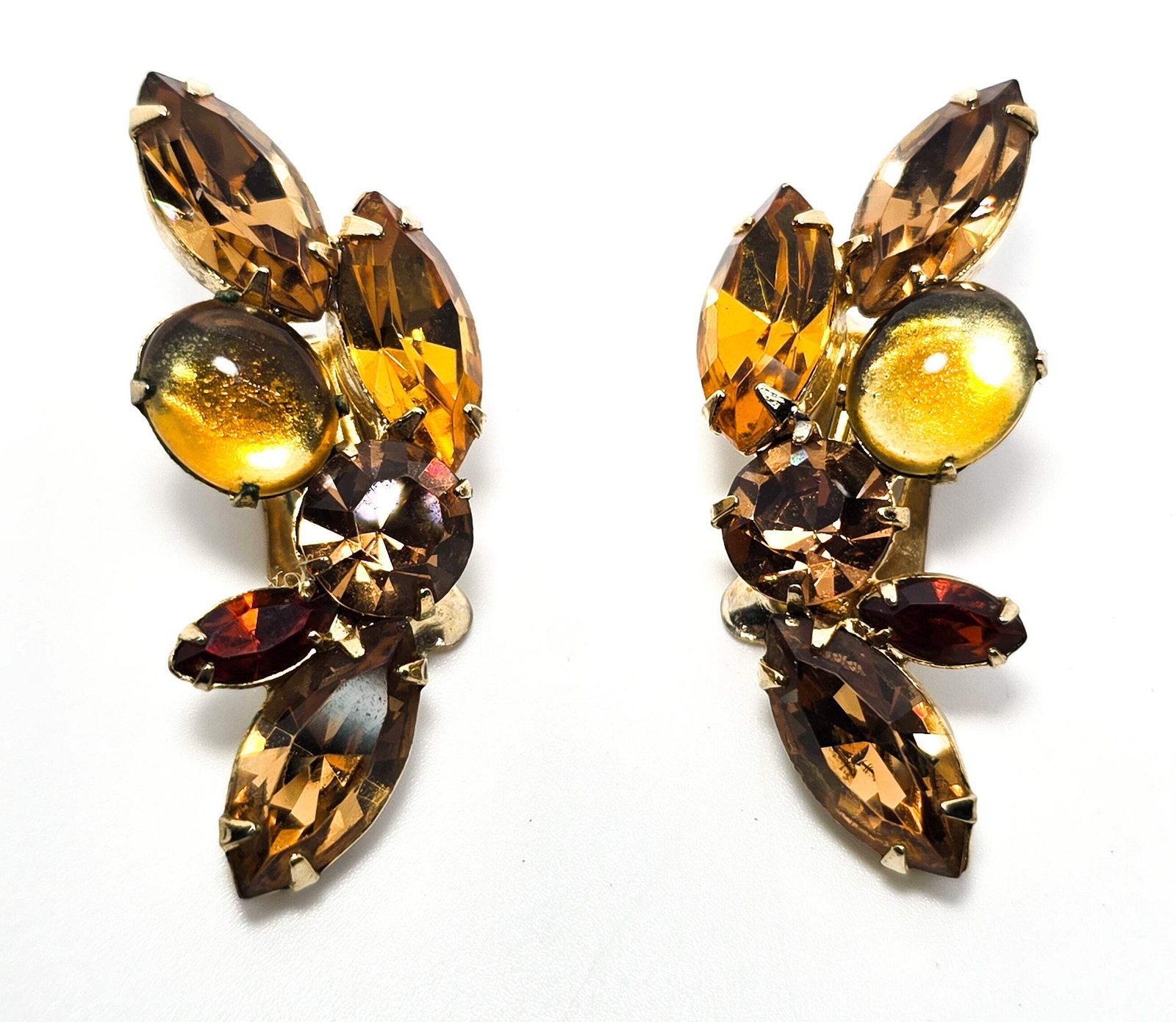 Coro signed amber yellow amber rhinestone vintage cli… - Gem