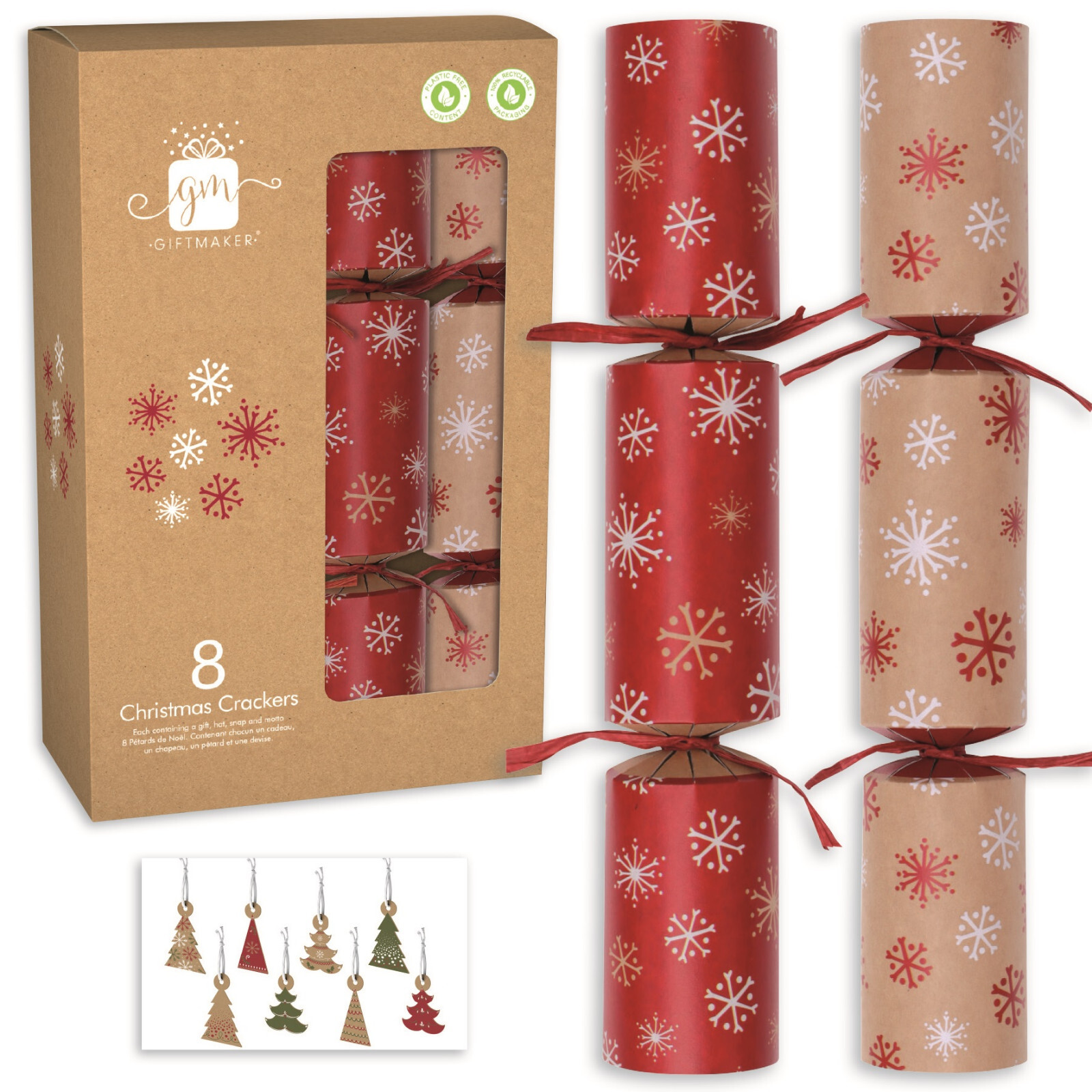 Christmas Crackers Box Set of 8 Traditional 28cm Joke Hat Snap & Gift ...