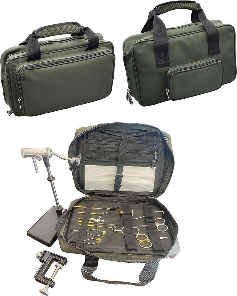 Zephr Fly Tying Kit Travel Bag Fly Tying EZ Rotatory Vise Kit 12 Tool ...