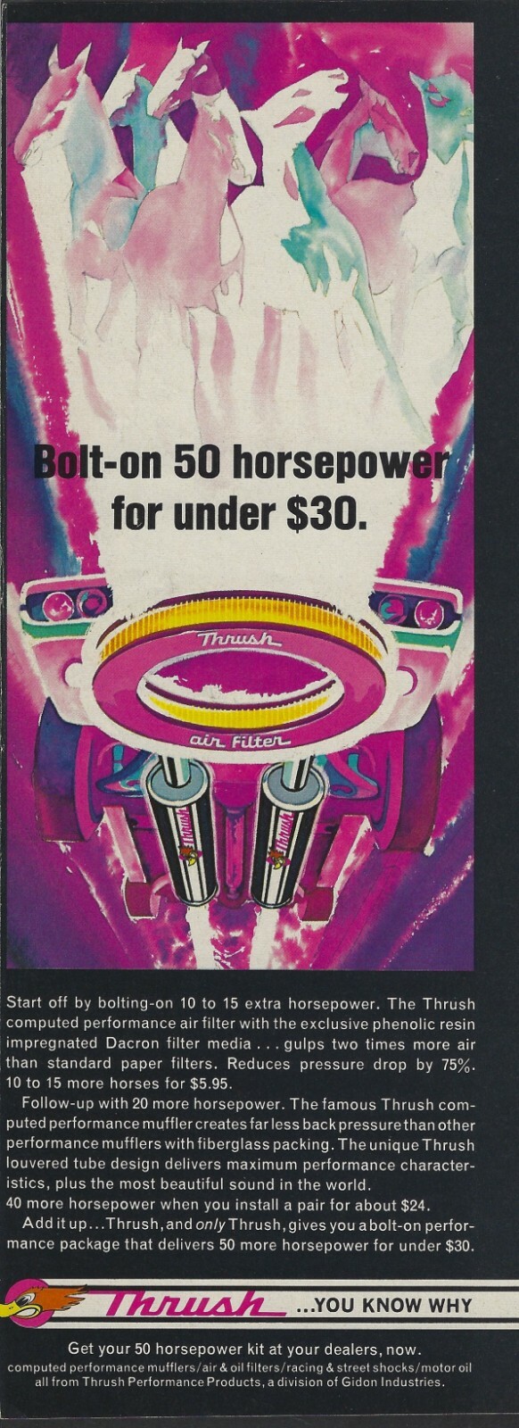 1970 Thrush Performance Muffler Ad Lot Air Filter Vintage Magazine ...