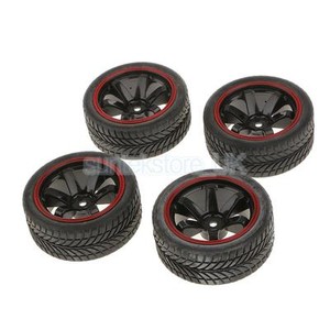 Pack of 4 Rally Tires Tyre & Wheel Rims with 12mm Hex for RC 1/10 HSP ...