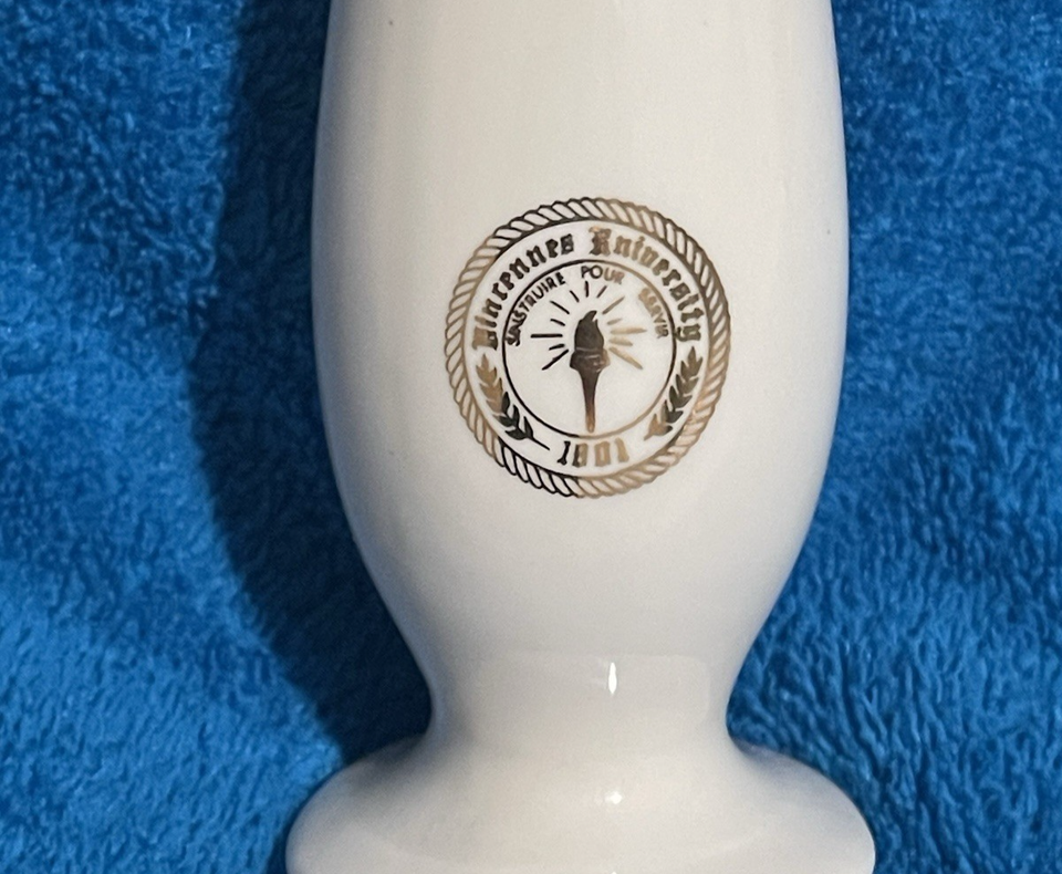 Vintage Vincennes University Indiana Bud Vase 8.5" Gold Trim & Seal ...