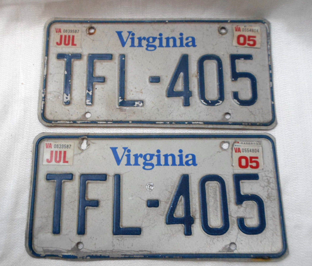 Virginia License Plate Set July 2005 - RR Trailers
