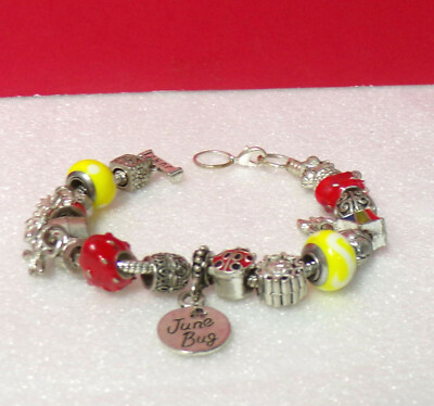 Willabe and Ward Silver Tone JUNE BUG SUMMER Lady Bug Charm Bracelet 8 ...