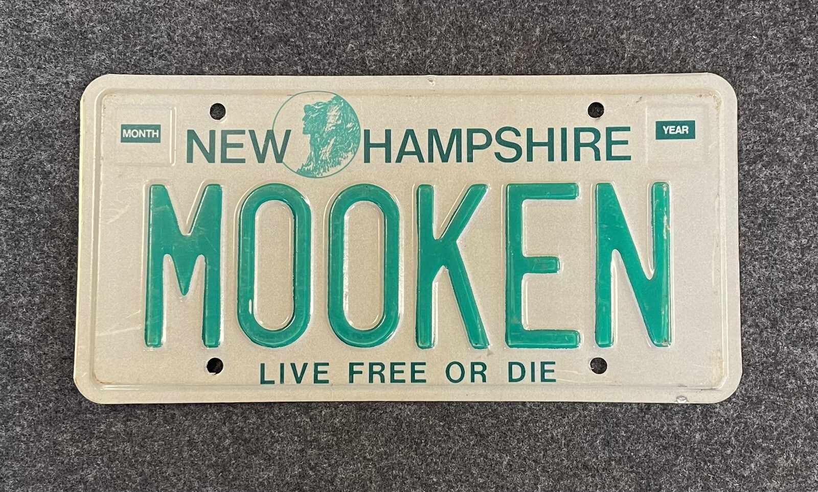 1990’s New Hampshire Vanity License Plate Nice Tag MOOKEN NH 90’s | eBay
