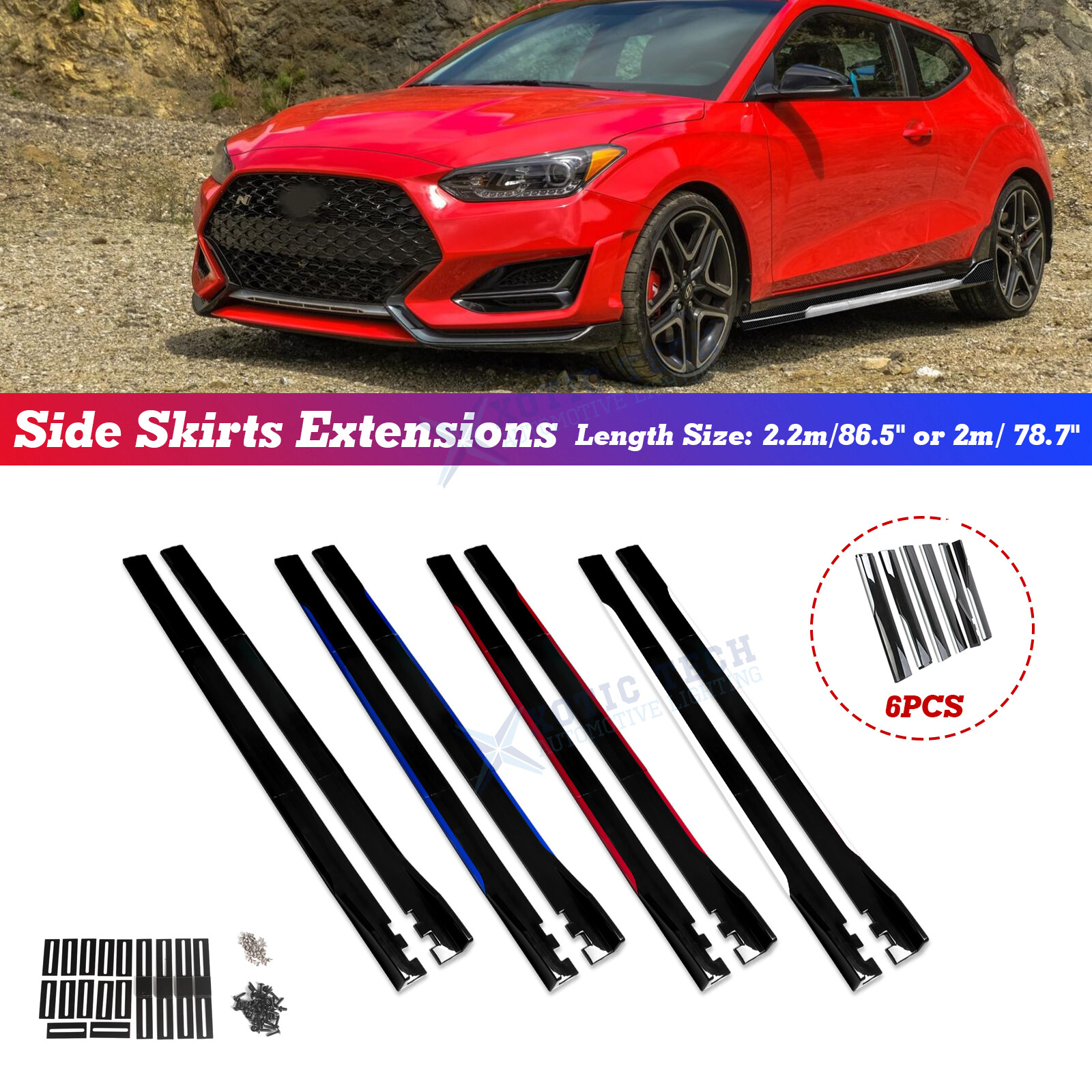 Glossy Black Side Skirt Rocker Splitters Panel For Hyundai VELOSTER N ...