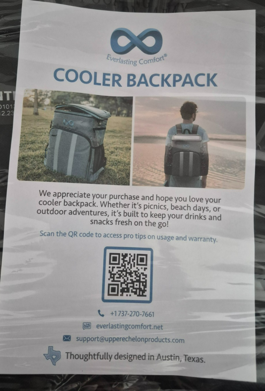 Everlasting Comfort Insulated Backpack Cooler Black 34 Can Capacity ...