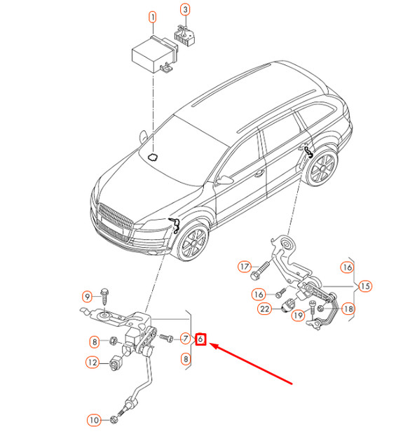2007-2015 Audi Q7 Front Left Headlight Leveling Sensor 7L6616213 for ...