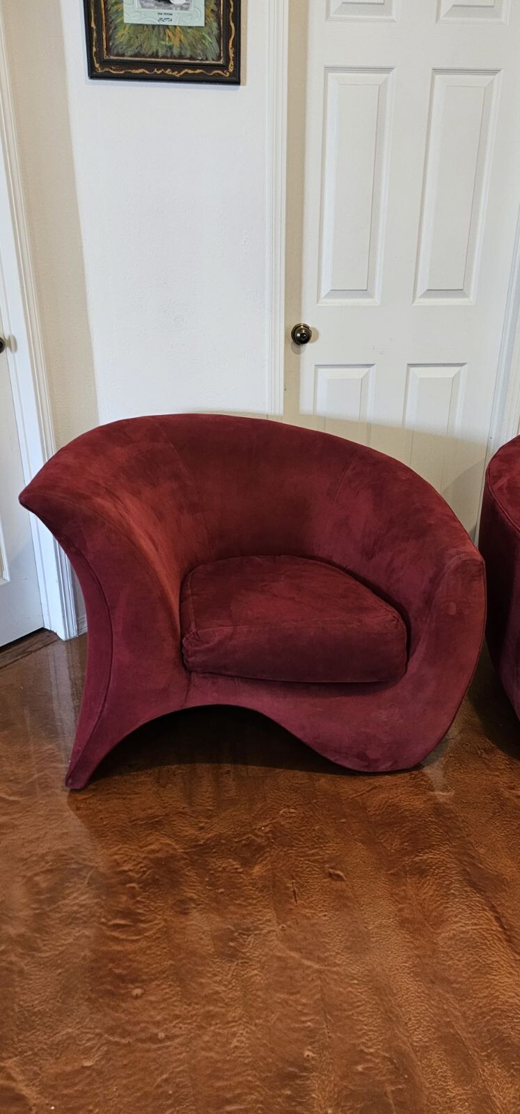 Vintage Vladimir Kagan Designer Hurricane Chairs (Pair) Burgundy Velvet ...
