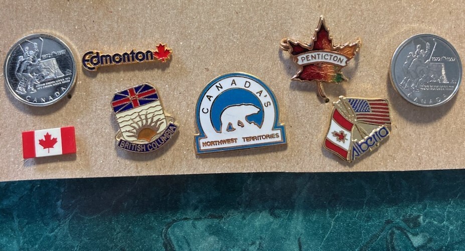 Lot of 8 pins Canada places Penticton Edmonton British Columbia Alberta ...