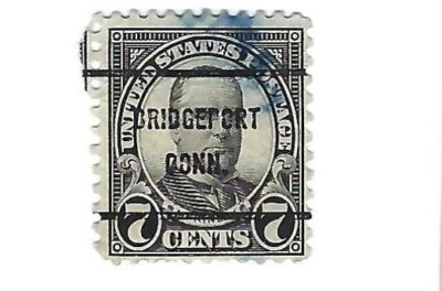 STAMPS US SCOTT 639 "McKinley" 7 CENT 1927 PRECANCEL BRIDGEPORT, CONN ...
