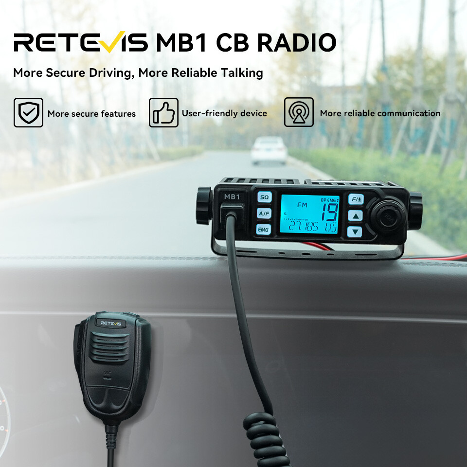 Retevis MB1/MB2 CB Radio Dual-Mode AM/FM,12V/24V,4W,40 Channel Portable ...
