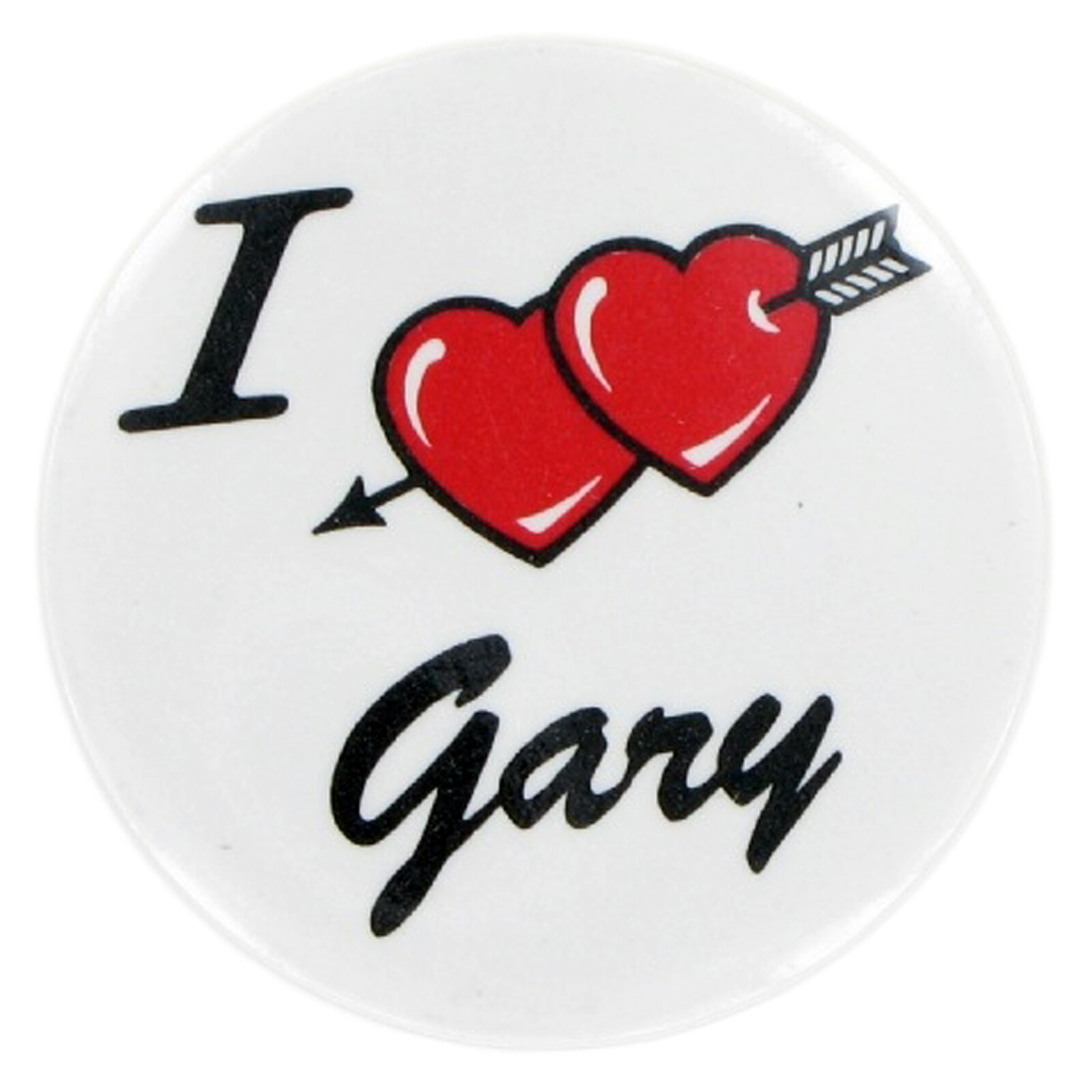 1970s Vintage Round 1970s Vintage White "I Love Gary" Button Pin 1 3/4 ...