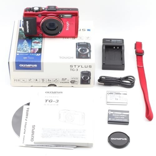 OLYMPUS Stylus TG-3 Tough Digital Camera Color Red with Battery,Charger ...