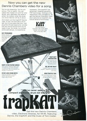 1995 Print Ad of KAT trapKAT Electronic Drum Kit w Dennis Chambers | eBay