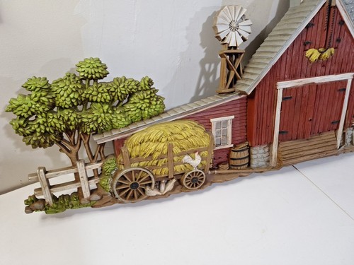VINTAGE #587 BURWOOD PRODUCTS CO 3D FARM BARN SCENE 1974 WALL HANGING ...
