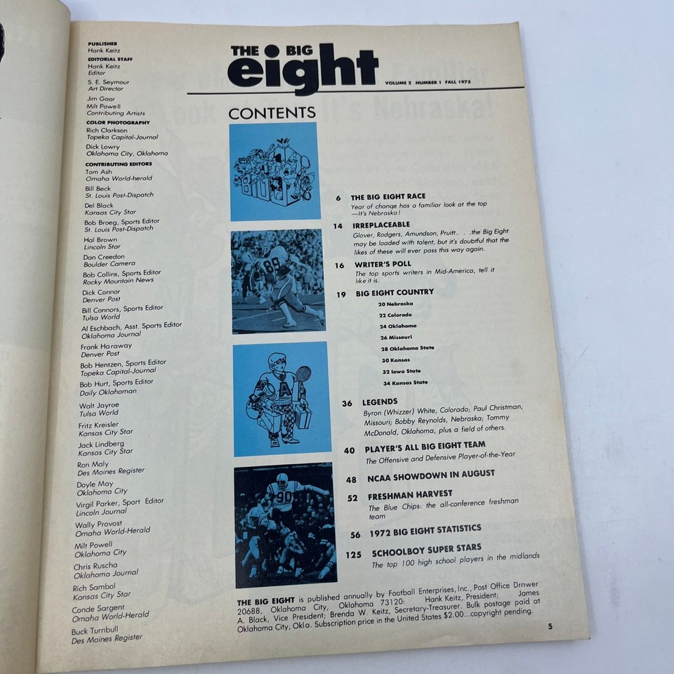 1973 Big Eight Football Special Magazine David Humm Nebraska ...