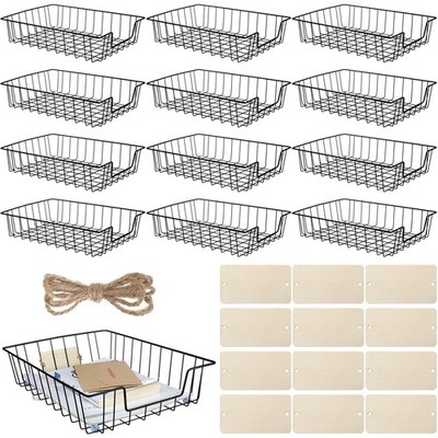 12 Pack Wire Paper Baskets for Organizing, Metal Desktop File Organizer ...