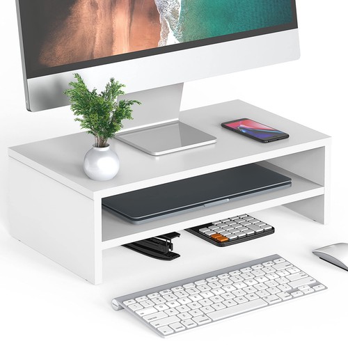 Monitor Stand - 2 Tier Computer Monitor Riser with 16.7 Inch Shelf ...
