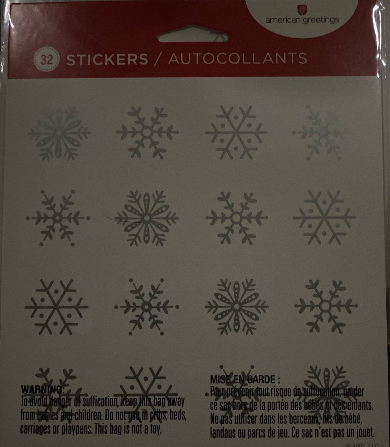 Christmas Stickers, 32 Stickers, 2 Sheets Silver Metallic Snowflakes | eBay