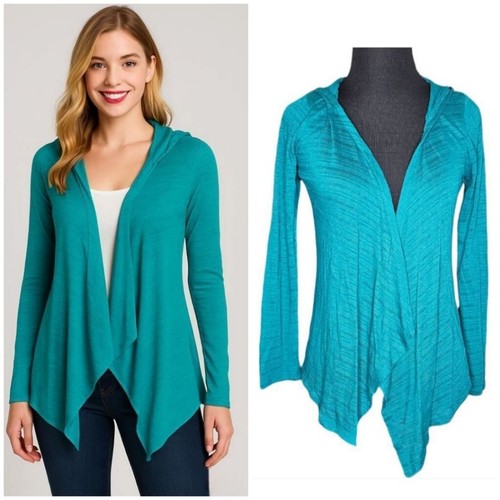 Maurices Small Turquoise Blue Hooded Cardigan | eBay