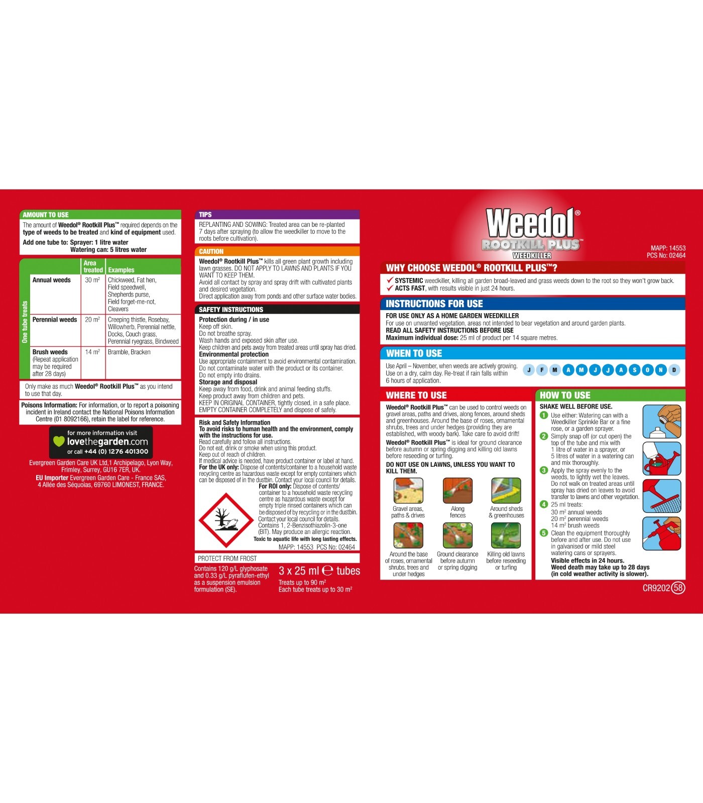 WEEDOL WEED KILLER TUBES LAWN ROOTKILL PATH CLEAR CONCENTRATED LIQUID ...