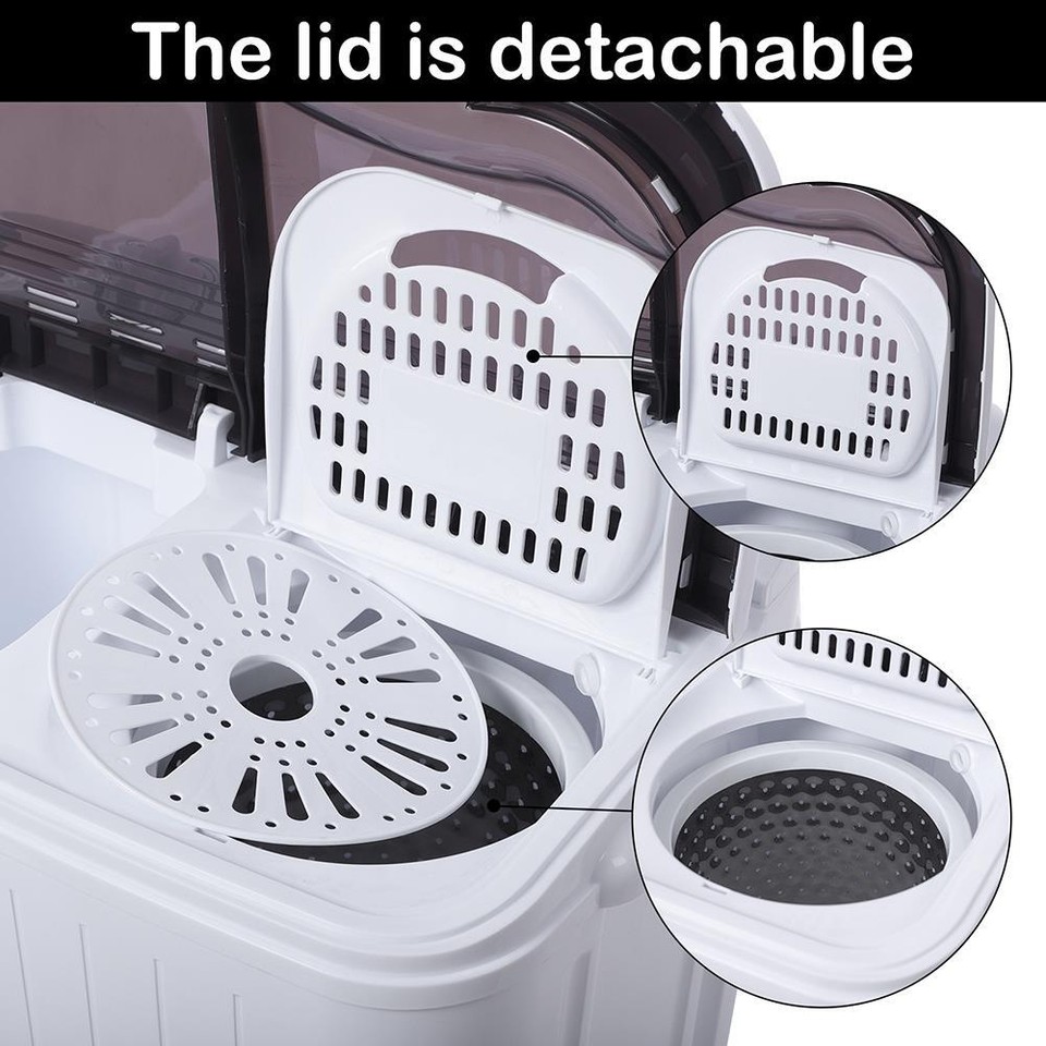 Home Portable Mini Twin Tubs Washing Machine 360W 14.3lbs Washer ...