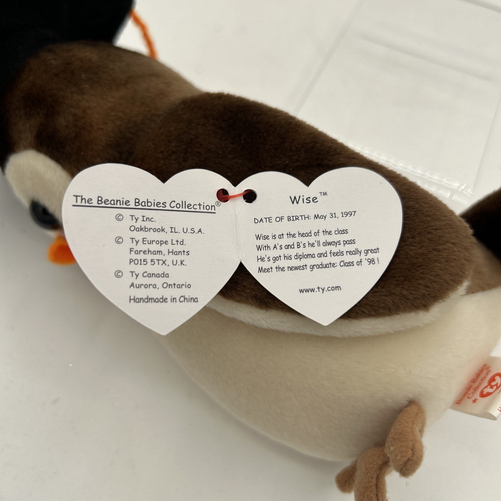 Ty Wise the Owl Beanie Baby Class of 07 1998 Very Rare with Multiple ...