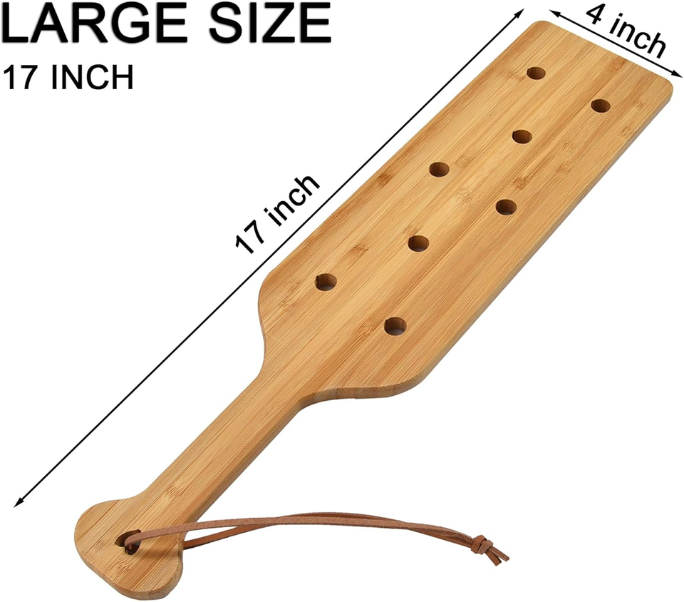 17" Large Bamboo Wood Paddle with Airflow Holes Lightweight Smooth ...