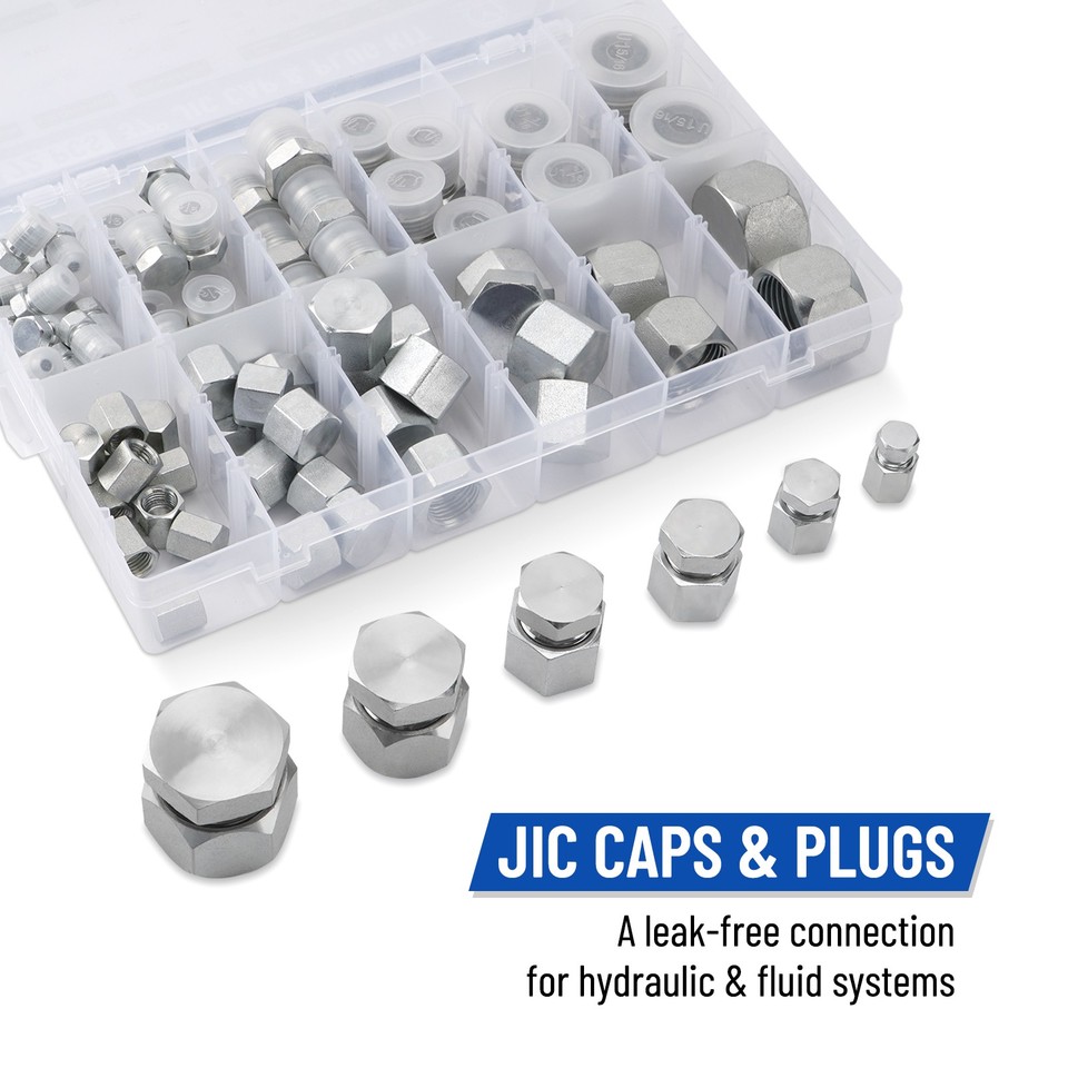144 JIC ORFS Cap and Plug Kit Master Industrial Hydraulic Hose Tube ...