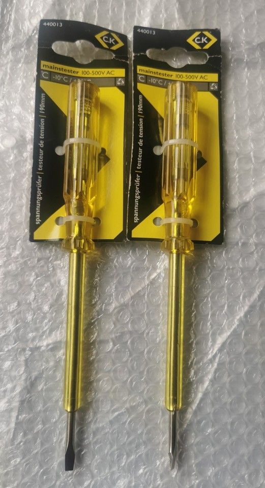 CK Tools 440013 AC MAINS TESTER Slotted TIP Screwdrivers VDE Approved ...