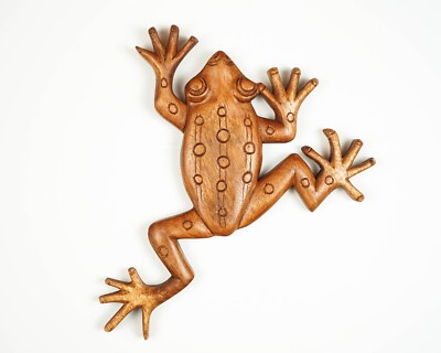 Frog Wall Statue, Wooden Animal, Wall Decor, Wall Art, Wood Carving ...