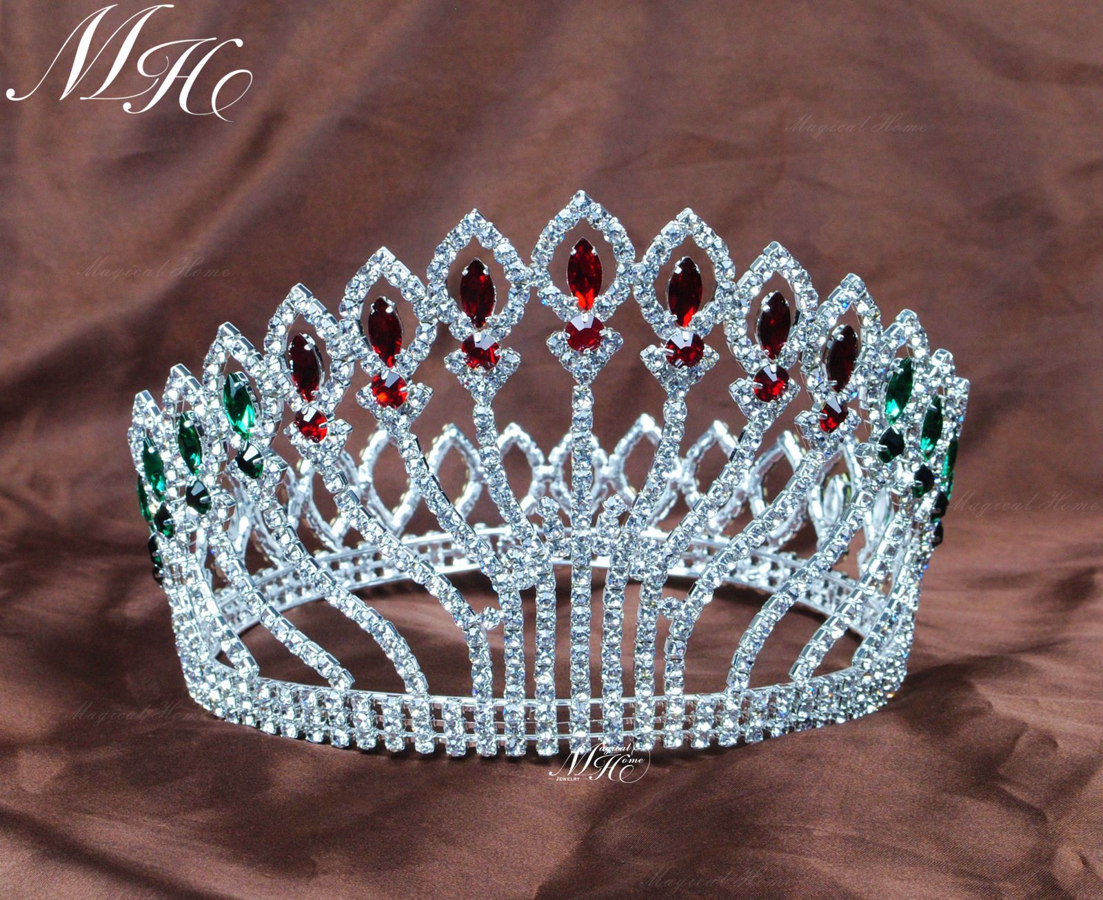 Multi-color 5" Large Tiara Crown Rhinestone Crystal Wedding Pageant ...