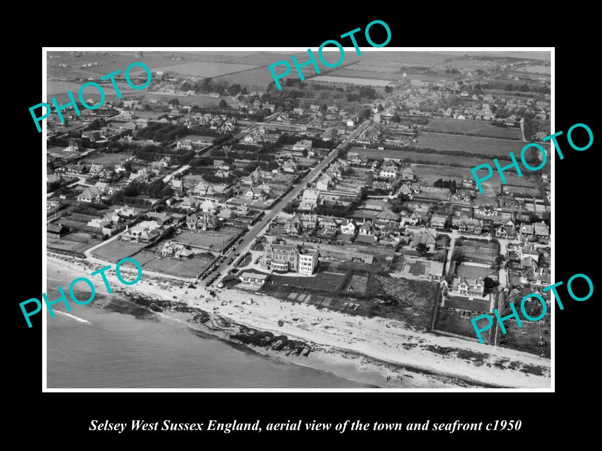 OLD LARGE HISTORIC PHOTO OF SELSEY ENGLAND VIEW OF THE TOWN & SEAFRONT ...